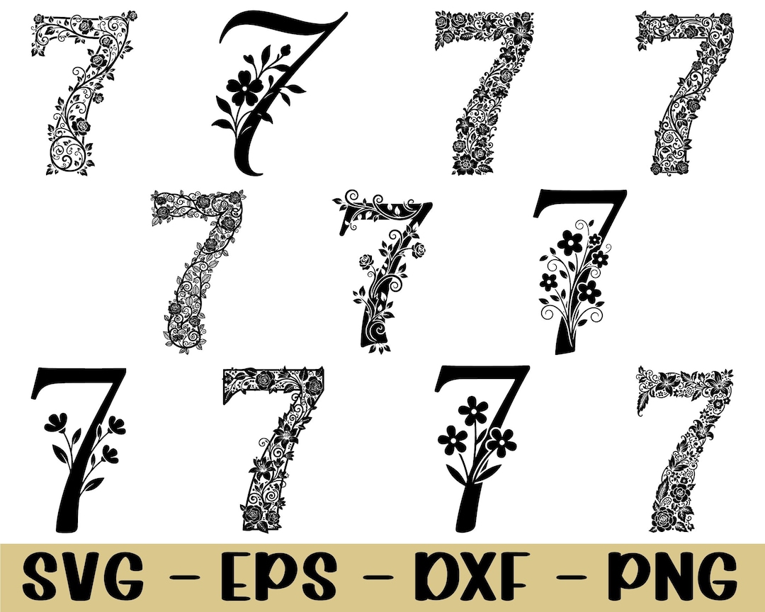 Floral Number 7 Svg, Dxf, Png - Etsy