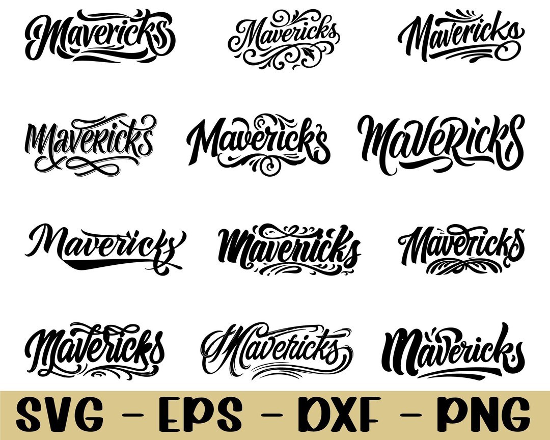 Mavericks Typography Svg, Mavericks Text Silhouette, Dxf, Png - Etsy