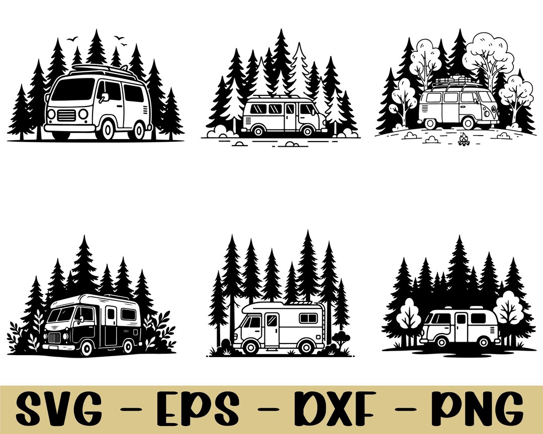 Camper Van in the Forest Svg, Dxf, Png - Etsy UK