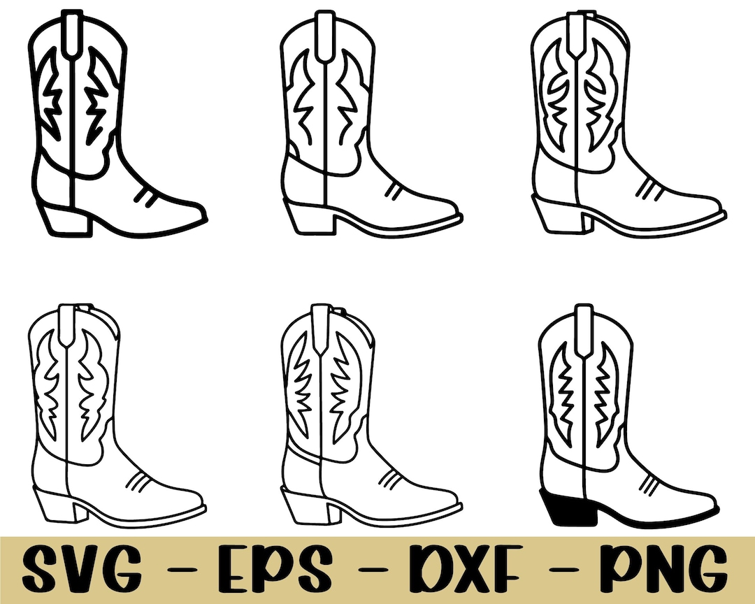 Cowboy Boot Svg, Cowboy Boot Silhouette, Dxf, Png - Etsy