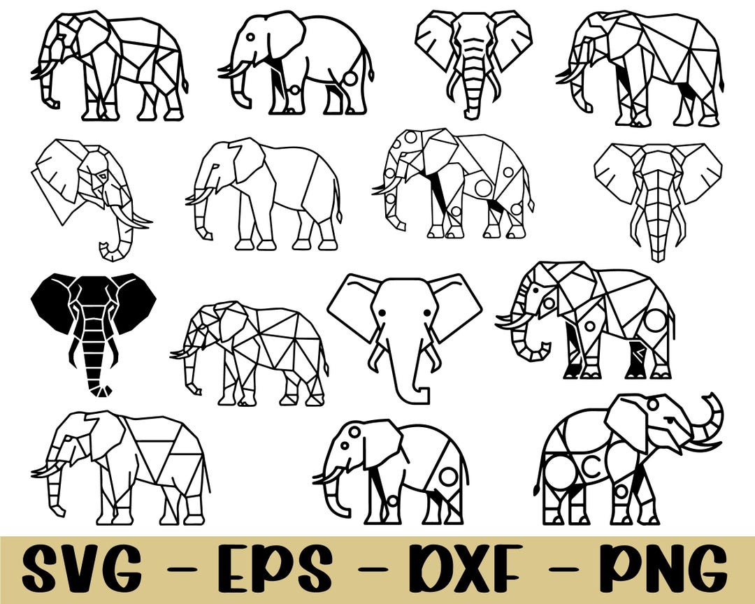 Geometric Shape Elephant Svg, Dxf, Png - Etsy