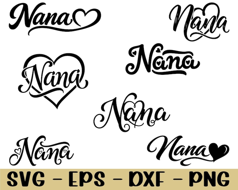 Nana Typography Svg, Dxf, Png - Etsy
