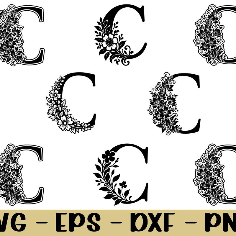 Letter C Floral Print - Etsy