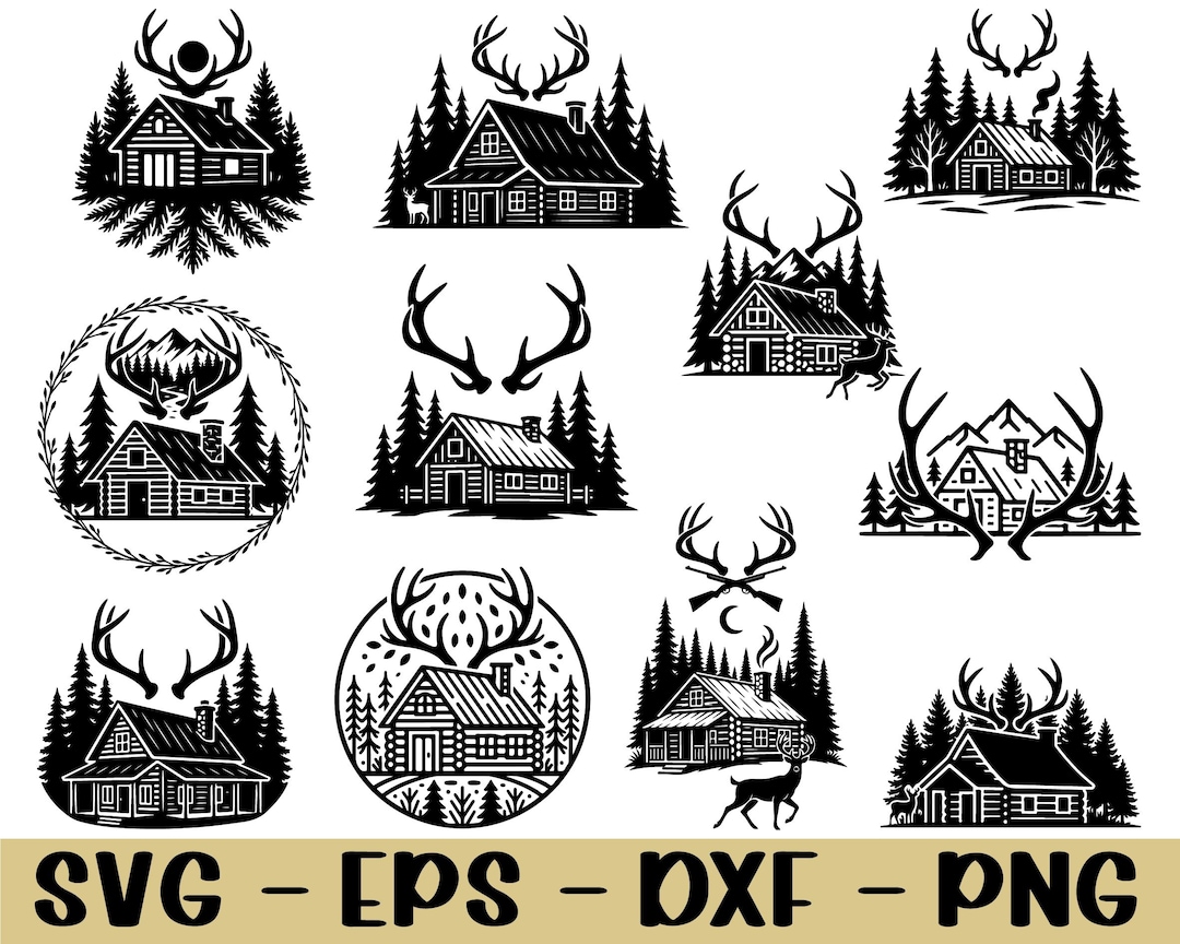 Hunting Cabin Svg, Hunting Cabin Silhouette, Dxf, Png - Etsy