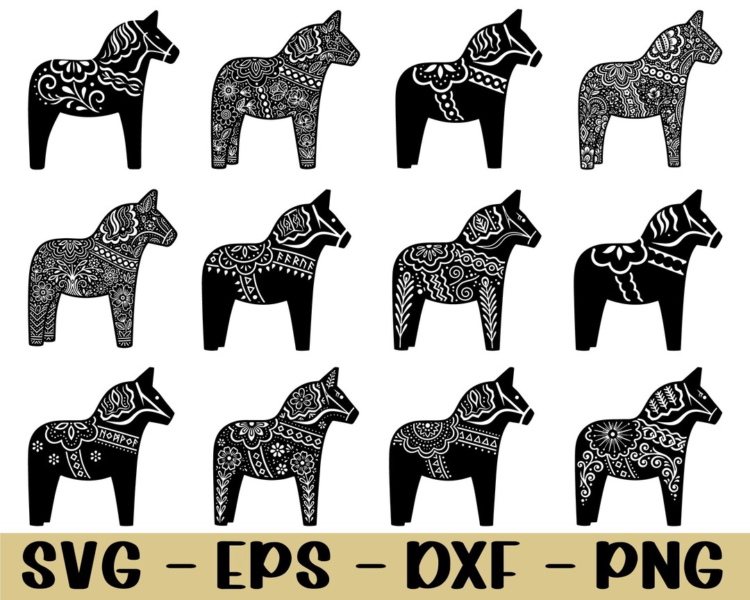Dala Horse Svg, Dala Horse Silhouette, Dxf, Png - Etsy