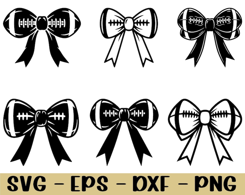 Football Ribbon Bow Svg, Dxf, Png - Etsy