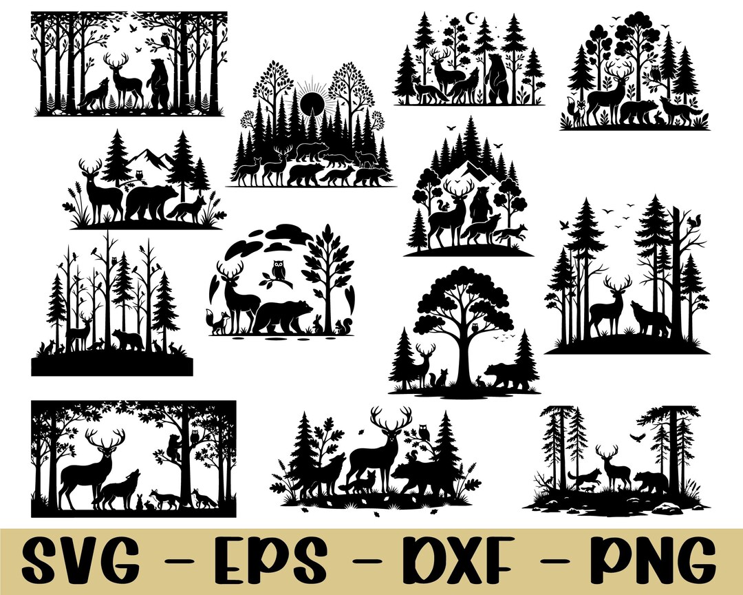 Forest Animals in the Forest Svg, Dxf, Png - Etsy
