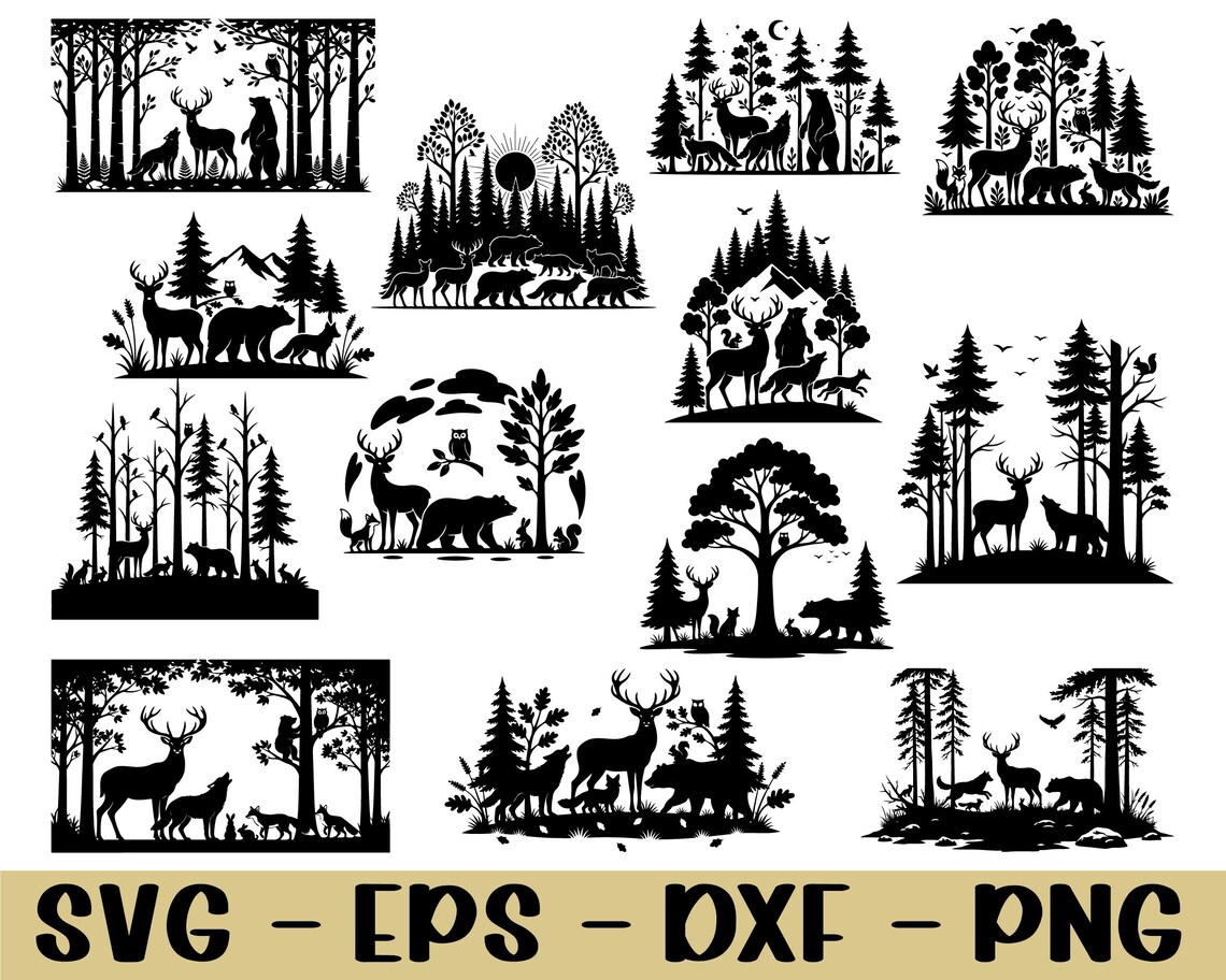 Forest Animals in the Forest Svg, Dxf, Png - Etsy