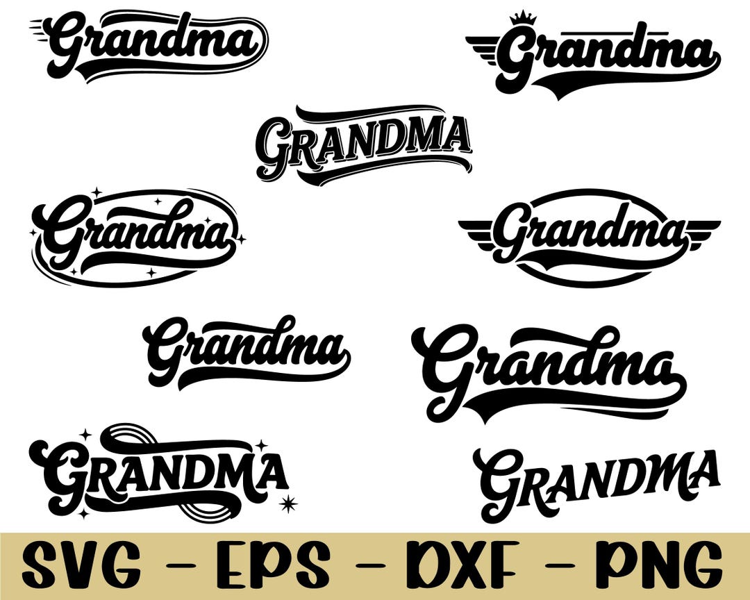 Grandma Typography Svg, Grandma Text Silhouette, Dxf, Png - Etsy