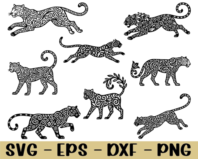 Folk Art Leopard Svg, Dxf, Png - Etsy