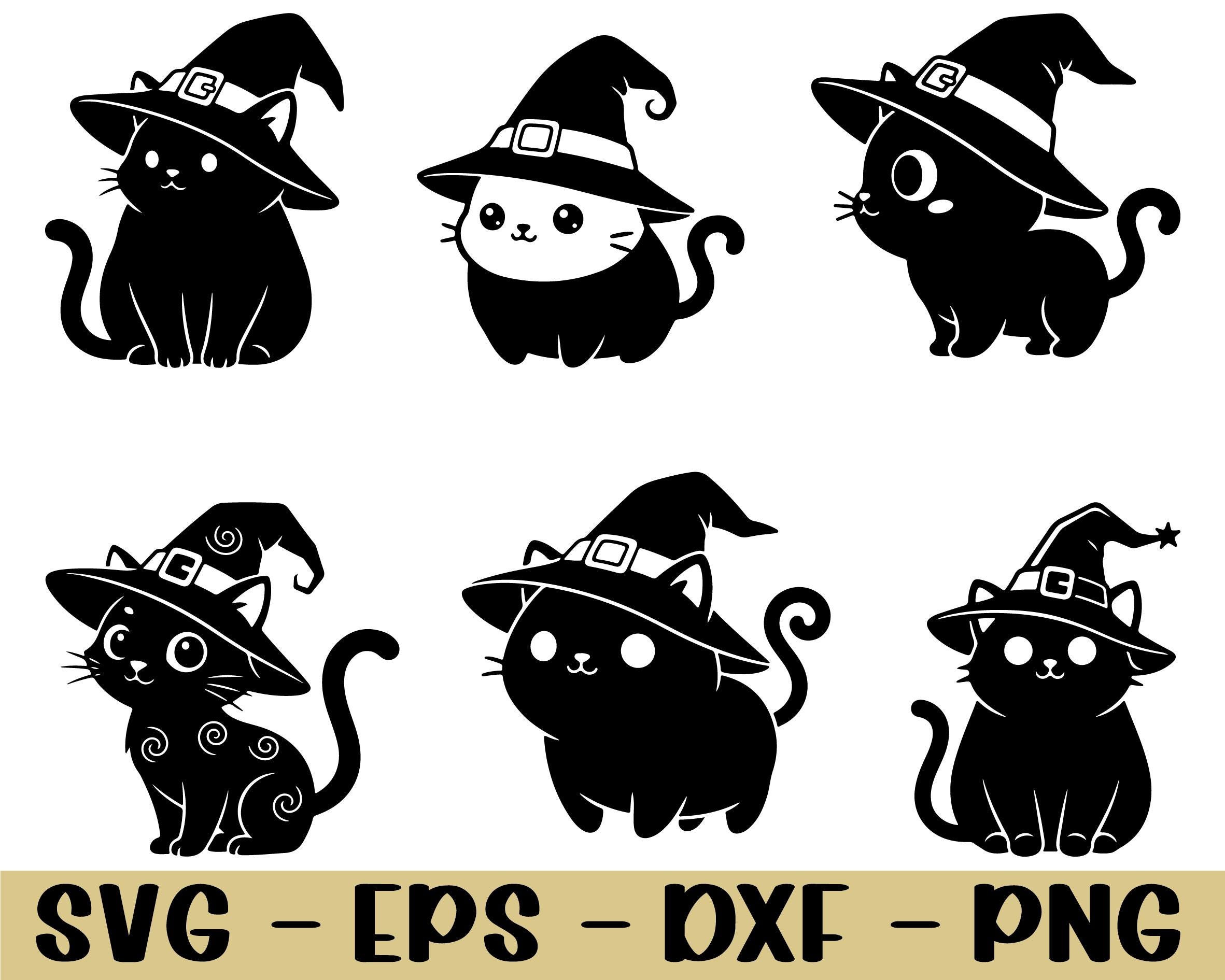 Witch Hat Cat Clipart, Halloween Black Cat SVG (digital Download) - Etsy UK