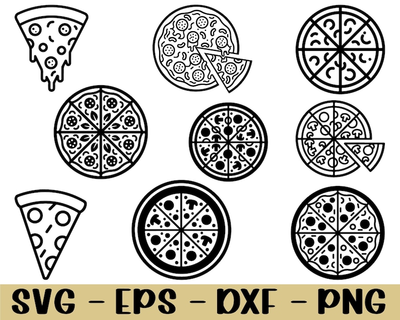 Simple Outlined Pizza Svg, Dxf, Png - Etsy