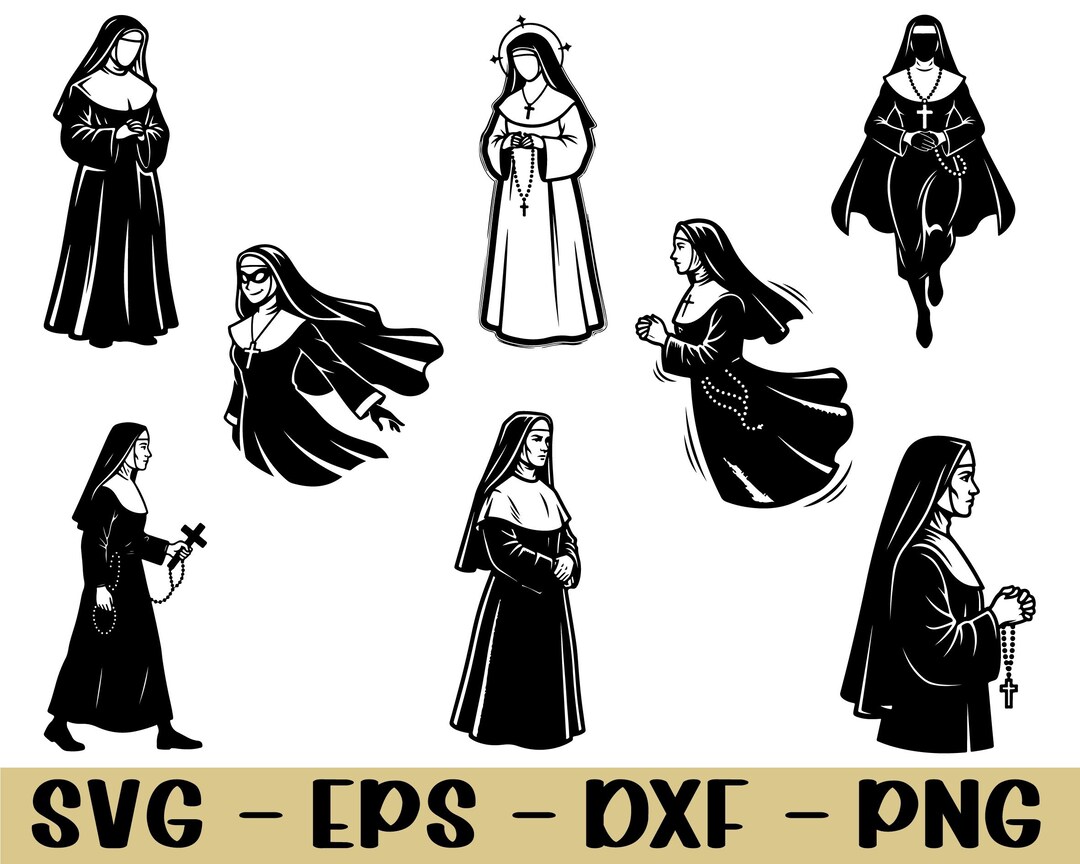 Nun Svg, Nun Silhouette, Dxf, Png - Etsy