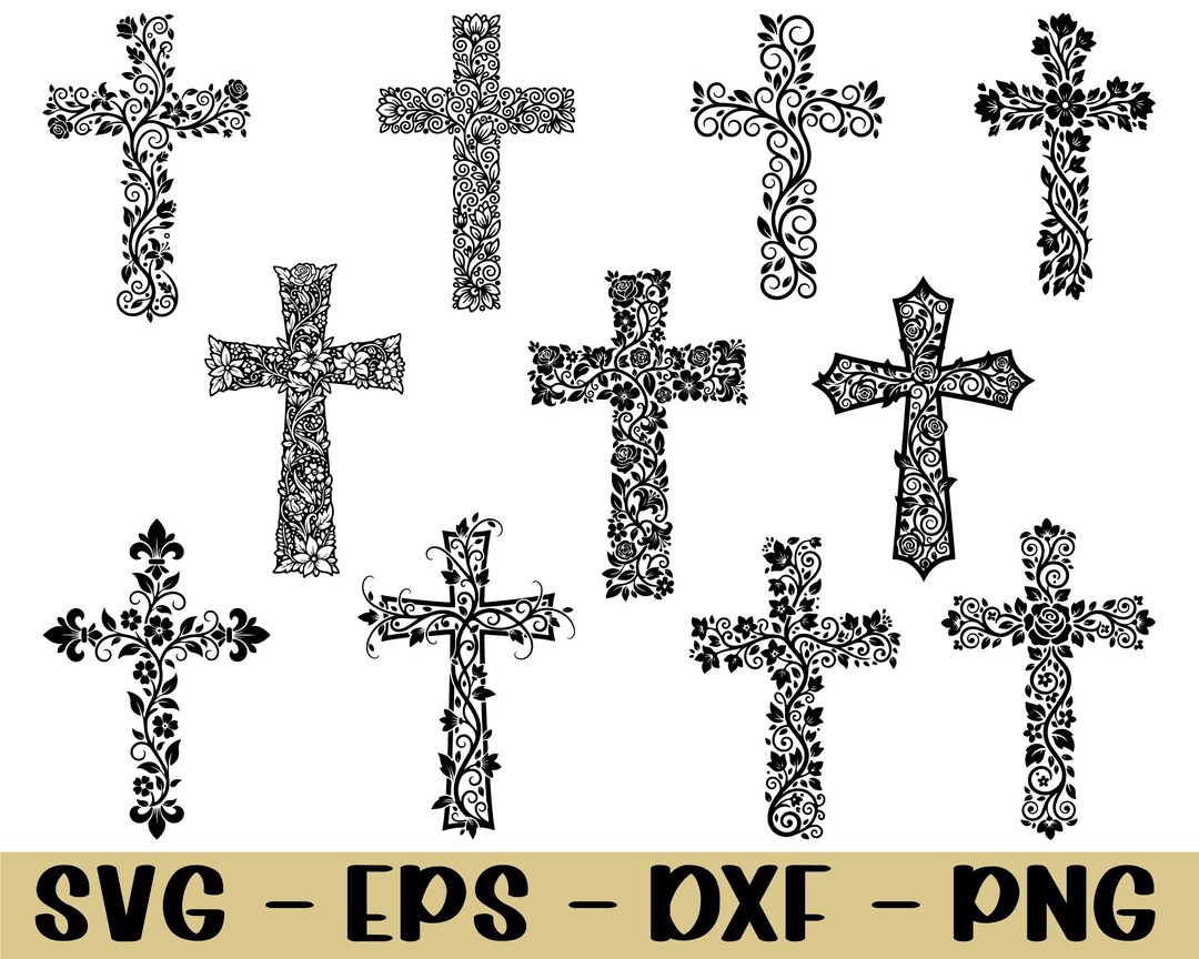 Floral Cross Sign Svg, Cross Sign Silhouette, Dxf, Png - Etsy