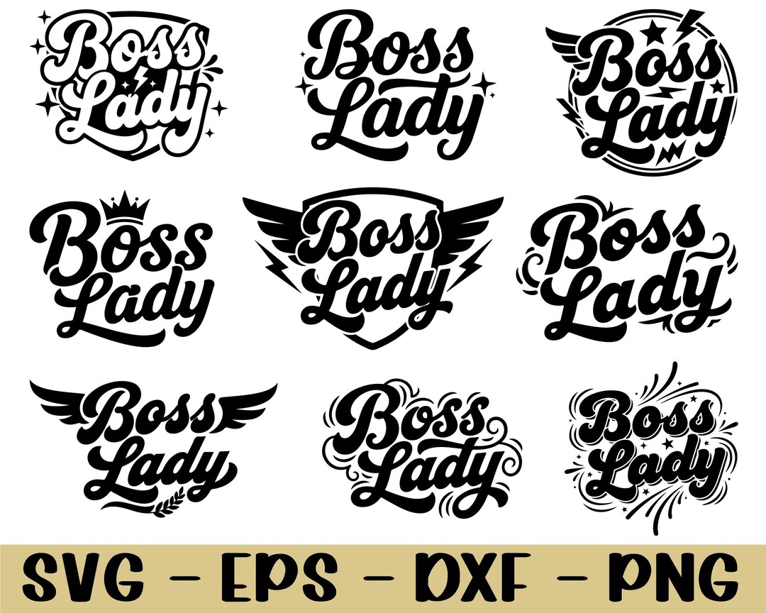 Boss Lady Typography Svg, Dxf, Png - Etsy