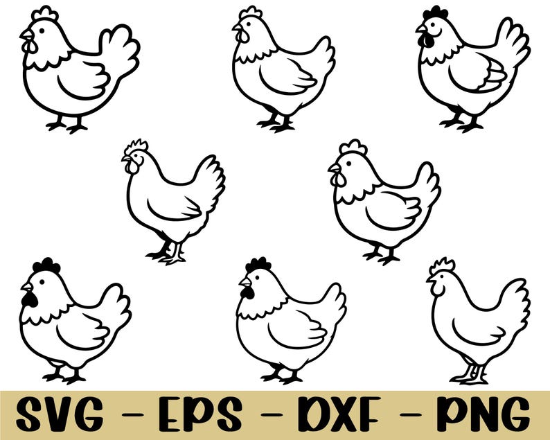 Simple Cute Chicken Svg, Dxf, Png - Etsy