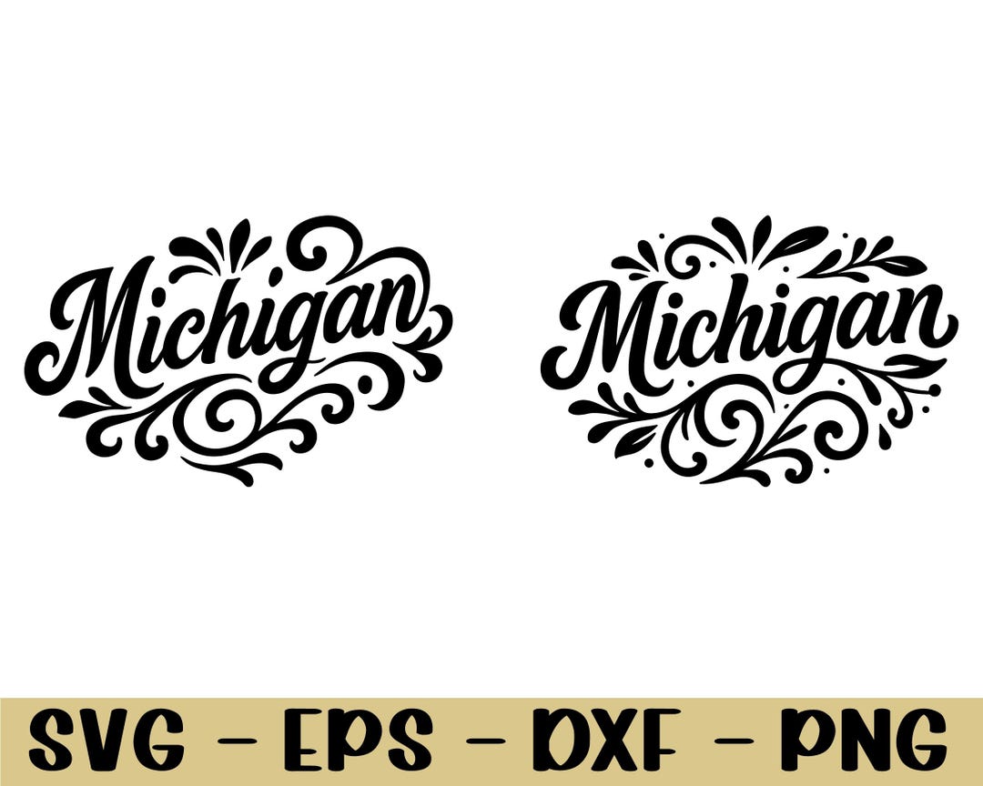 Michigan Typography Svg, Michigan Text Silhouette, Dxf, Png - Etsy