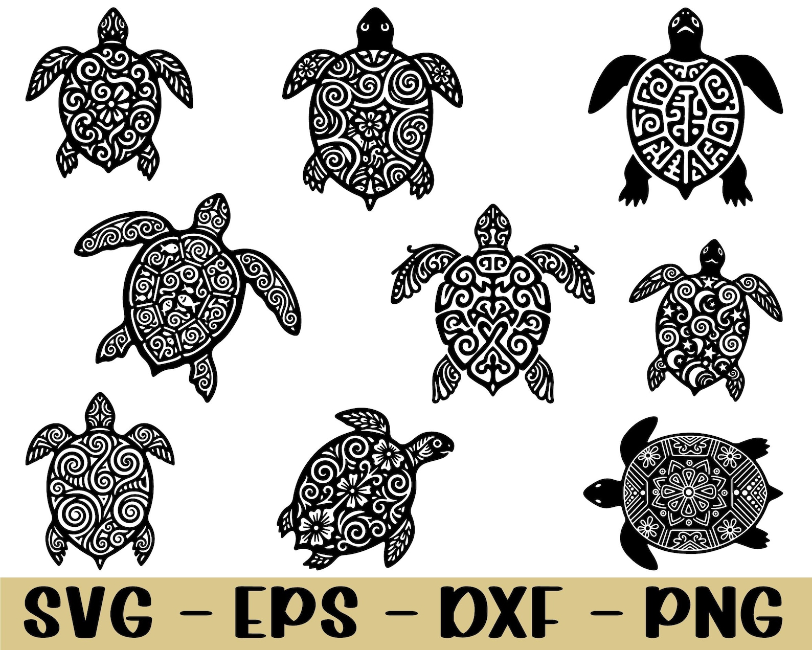 Folk Art Sea Turtle Svg, Dxf, Png - Etsy