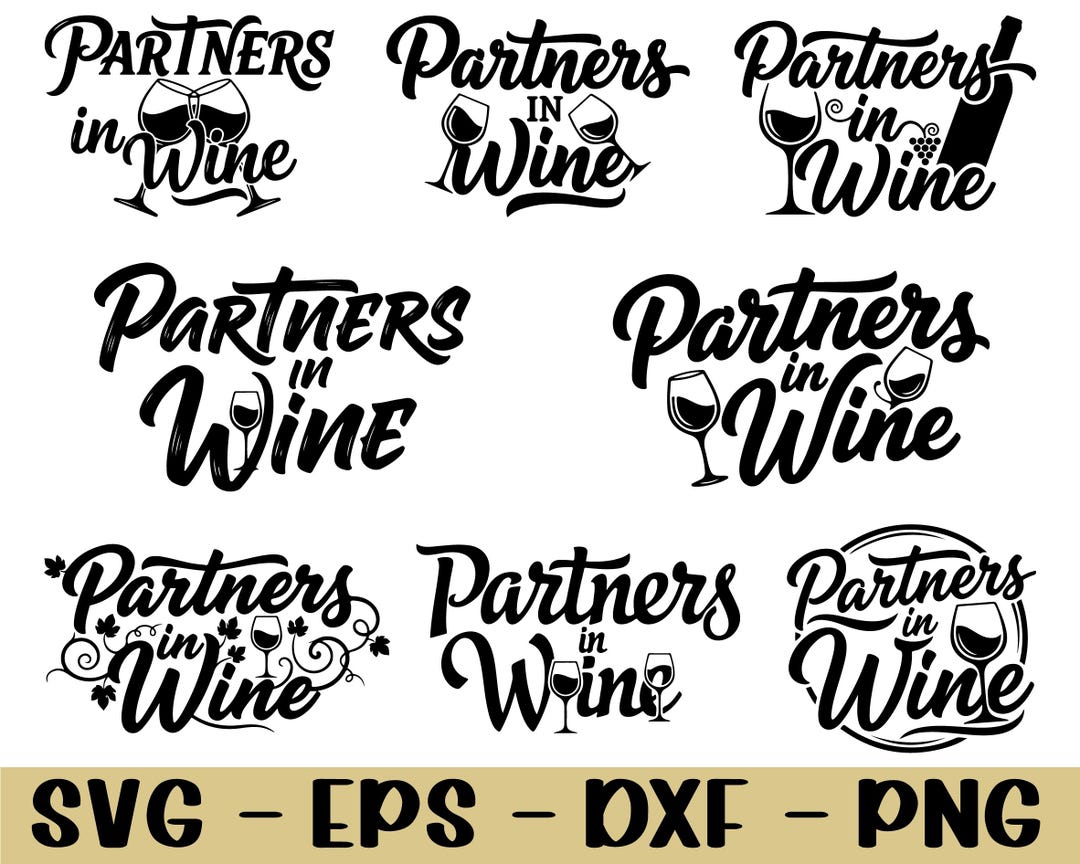 Partners in Wine Typography Svg, Dxf, Png - Etsy