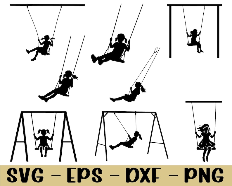 Girl on Swing Svg, Dxf, Png - Etsy