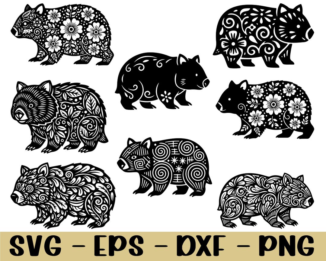Folk Art Wombat Svg, Dxf, Png - Etsy