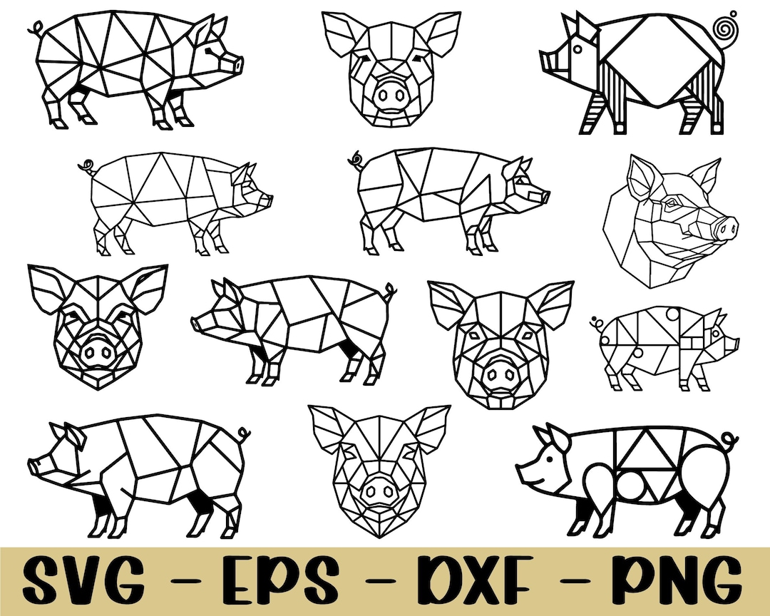 Geometric Shape Pig Svg, Dxf, Png - Etsy