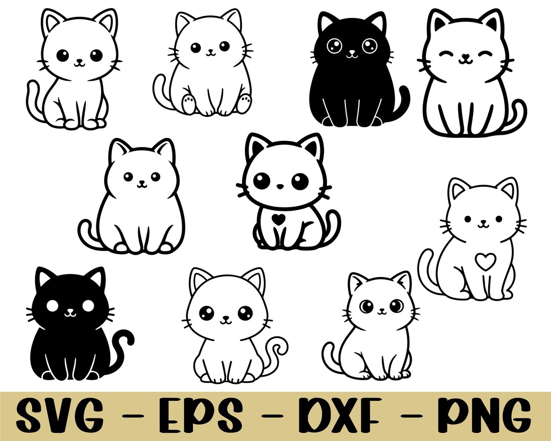Cute Kitten Svg, Kitten Silhouette, Dxf, Png - Etsy