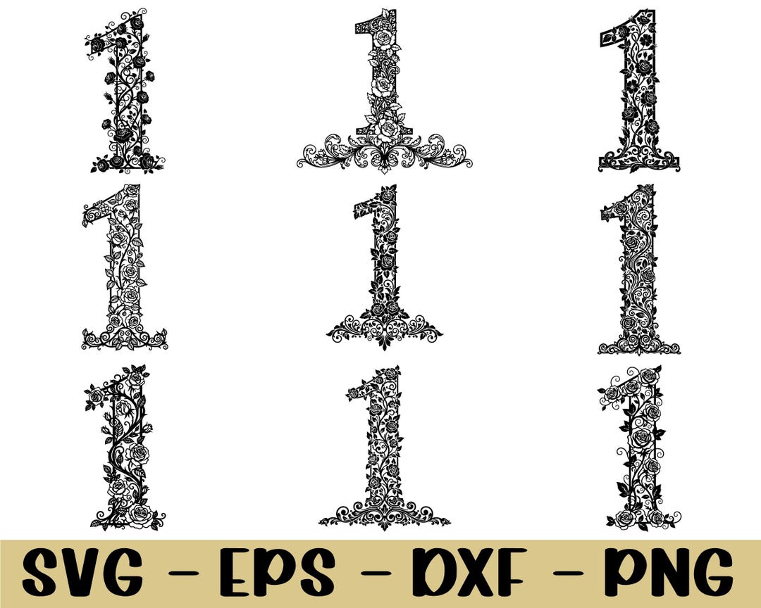 Floral Number 1 Svg, Dxf, Png - Etsy UK