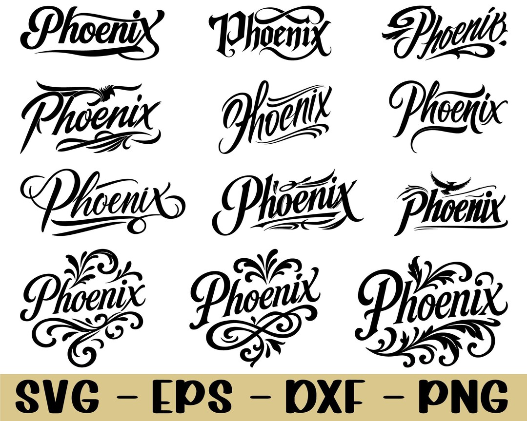 Phoenix Typography Svg, Phoenix Text Silhouette, Dxf, Png - Etsy