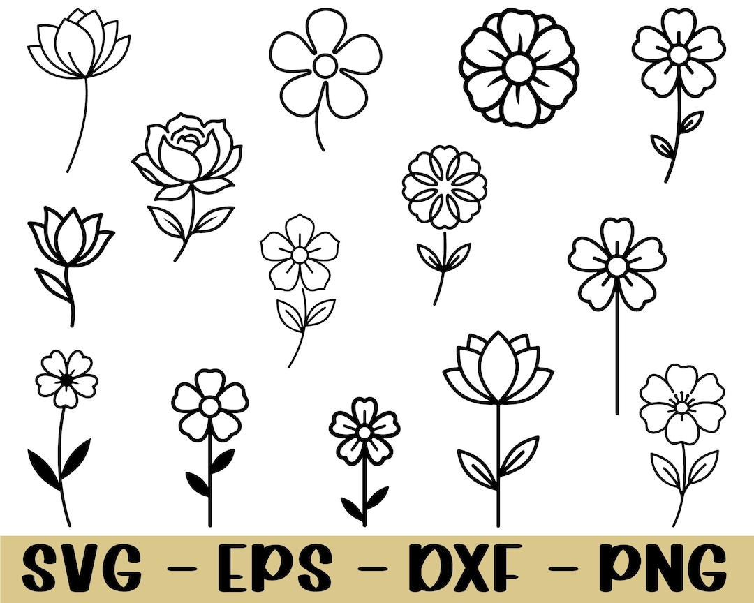 Simple Flowers Svg, Dxf, Png - Etsy
