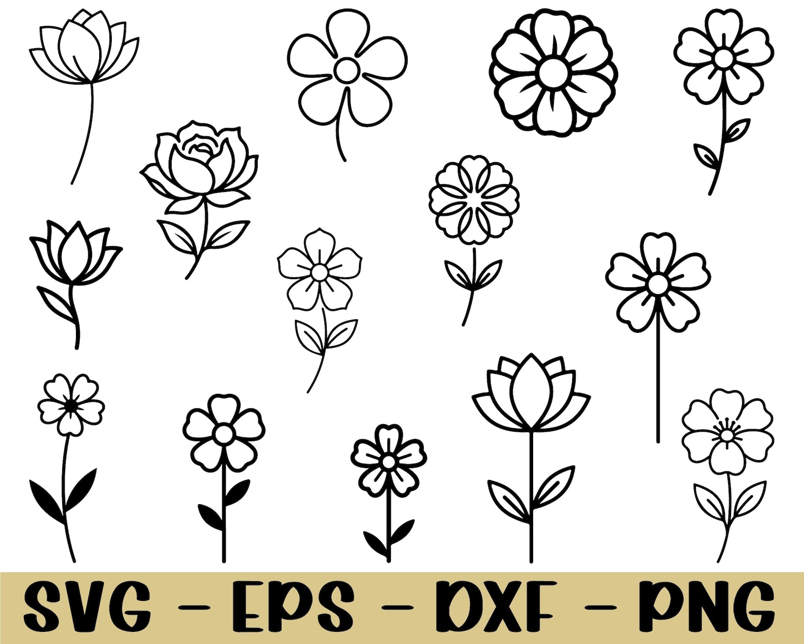 Simple Flowers Svg, Dxf, Png - Etsy