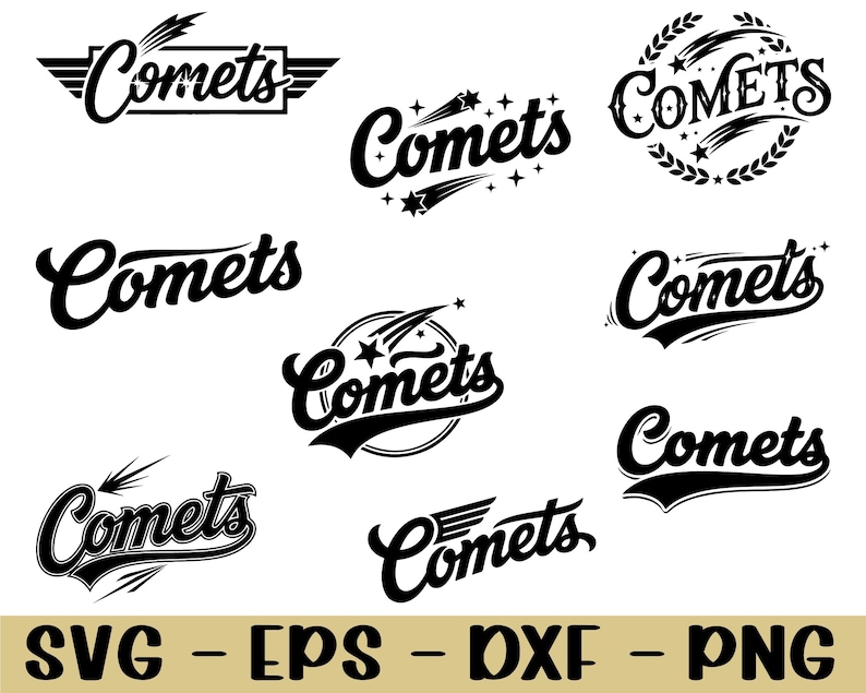 Comets Typography Svg, Dxf, Png - Etsy