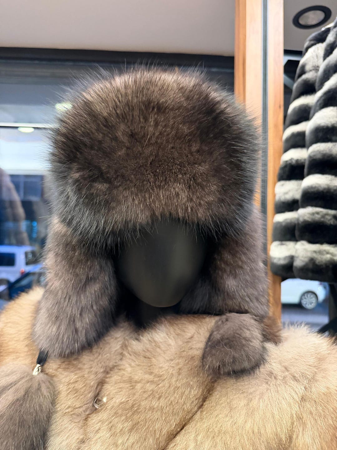 Sable Brown Fox Fur Hat. Handmade Russian Hat With Leather. Fox Fur ...
