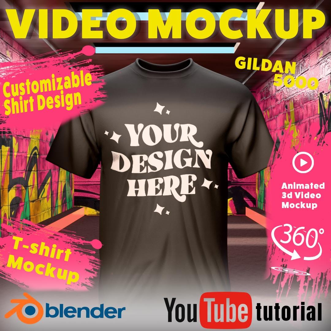 Animated T-shirt Video Mockup: Customizable Design (blender) - Etsy