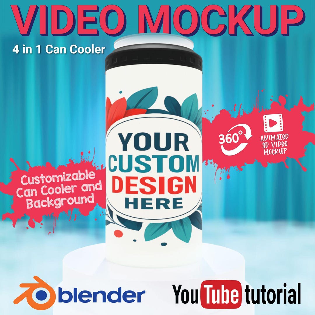 Animated 3D Can Cooler Mockup: Customizable Blender Video (digital ...
