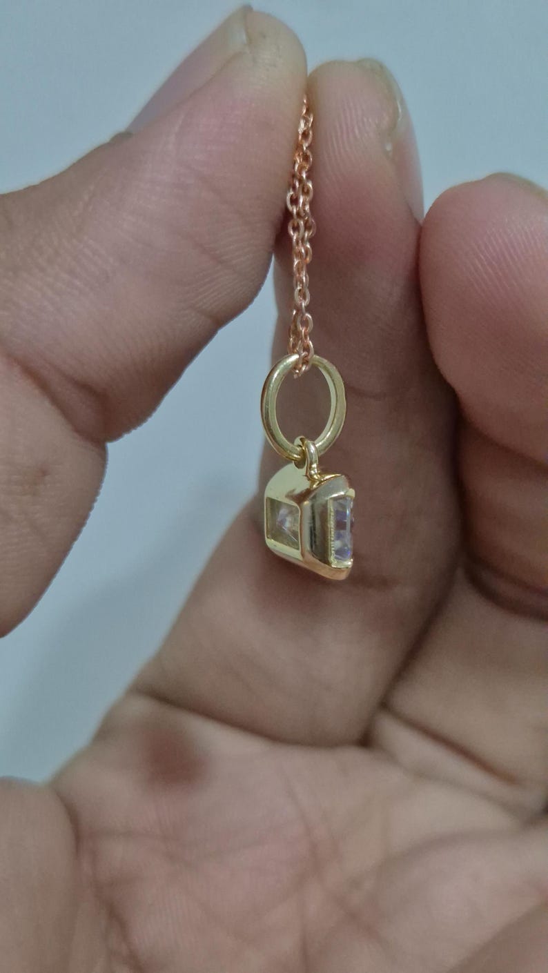 2 CT Emerald Moissanite Pendant, East West Emerald Pendant Necklace ...