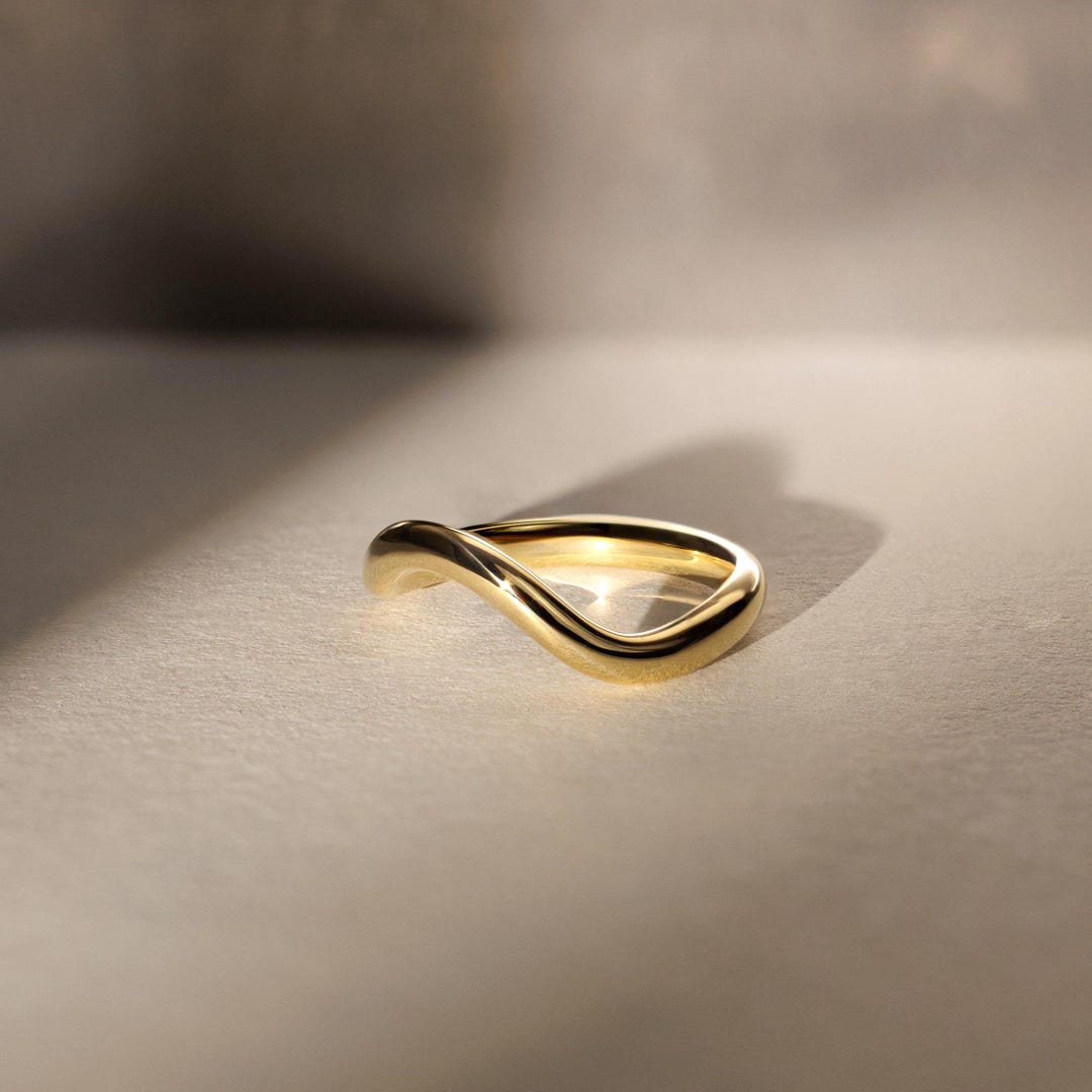 2.50mm Curved Wedding Band, 18K Solid Gold Matching Ring, Plain Yellow ...