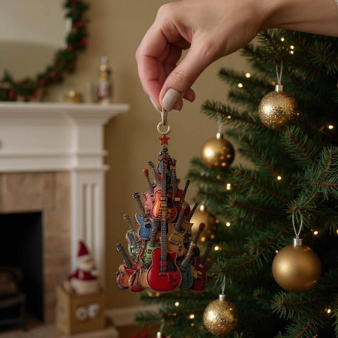 Guitar Christmas Tree Ornament, Music Themed Holiday Decor - Etsy