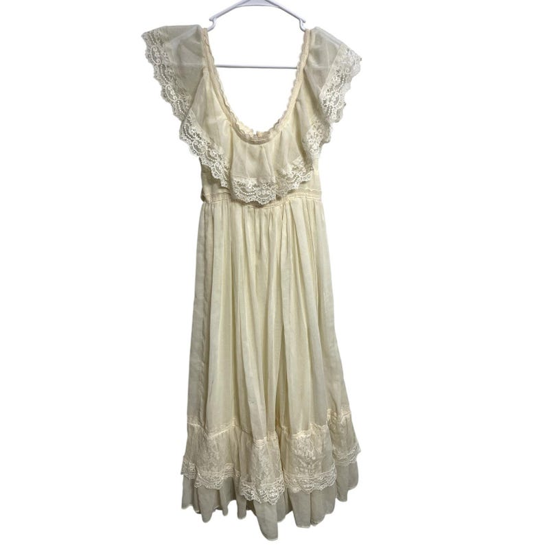 Vintage Cream 70's Gunne Sax Prairie Dress Midi Boho Cottagecore Bride ...