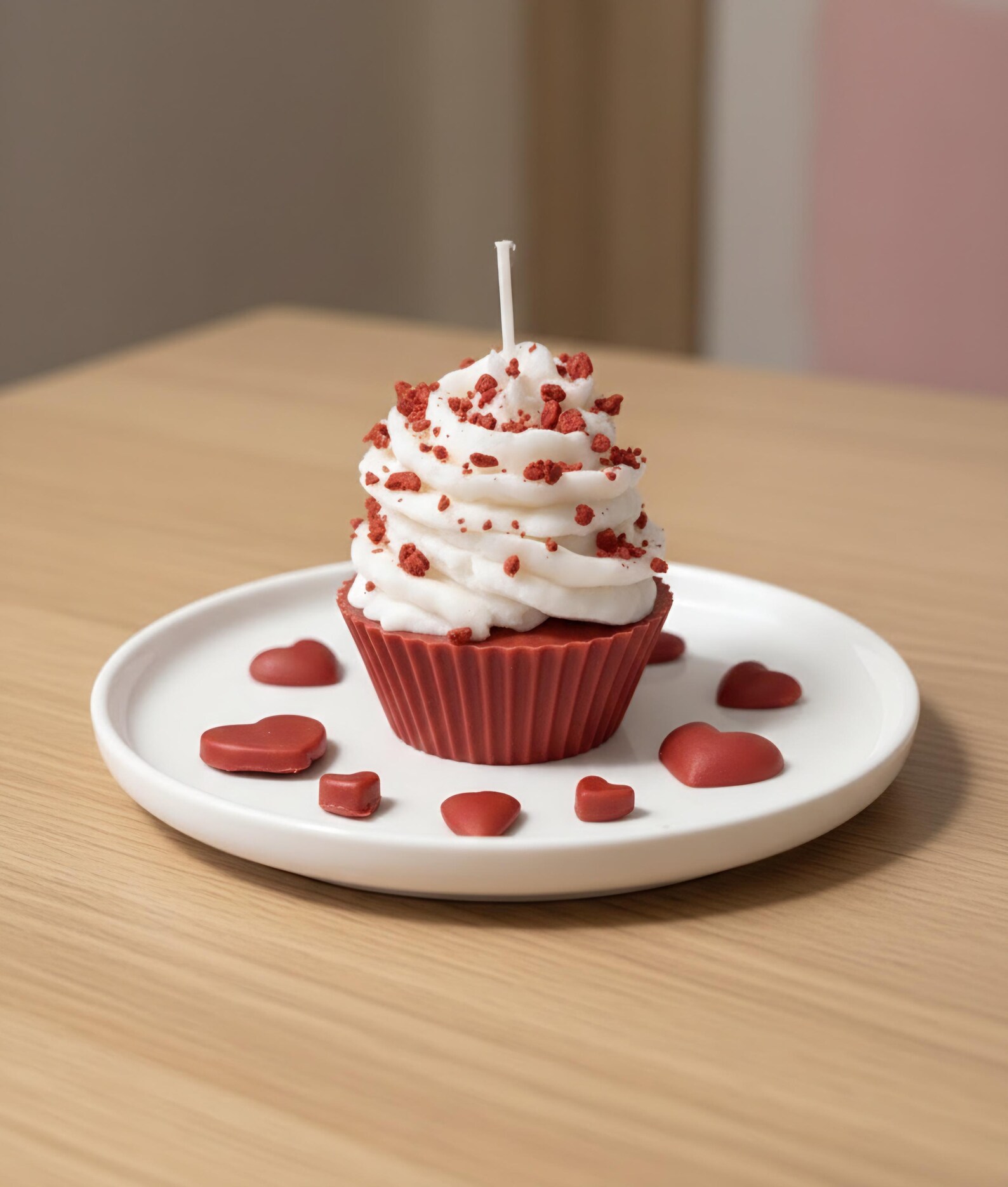 Red Velvet Cupcake Candle, Hand-crumbled Toppings, Valentine Gift, Gift ...