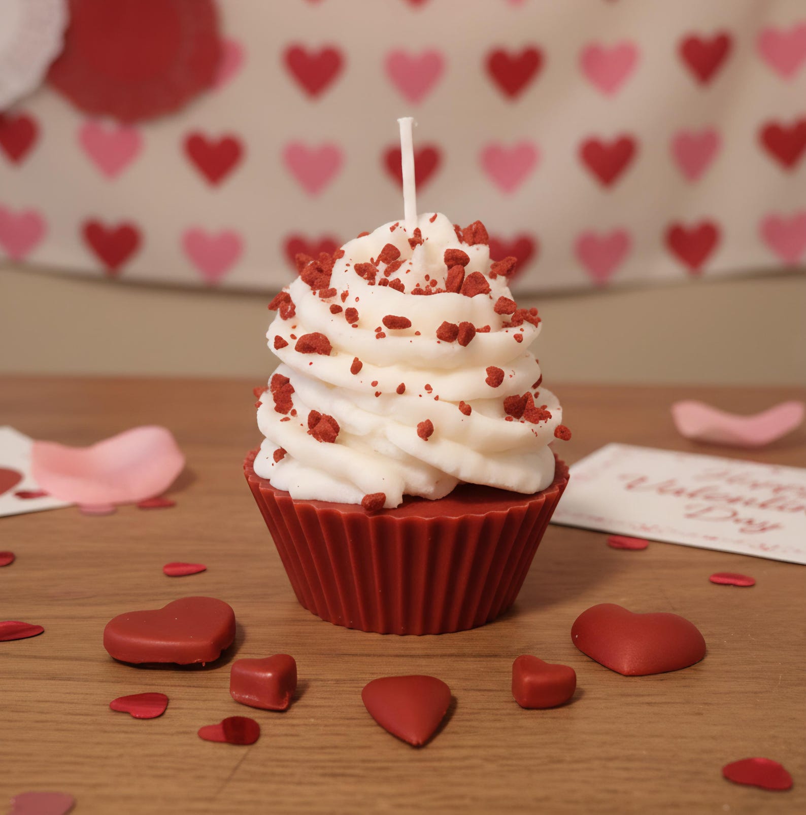 Red Velvet Cupcake Candle, Hand-crumbled Toppings, Valentine Gift, Gift ...