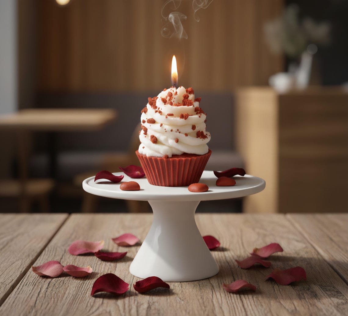 Red Velvet Cupcake Candle, Hand-crumbled Toppings, Valentine Gift, Gift ...