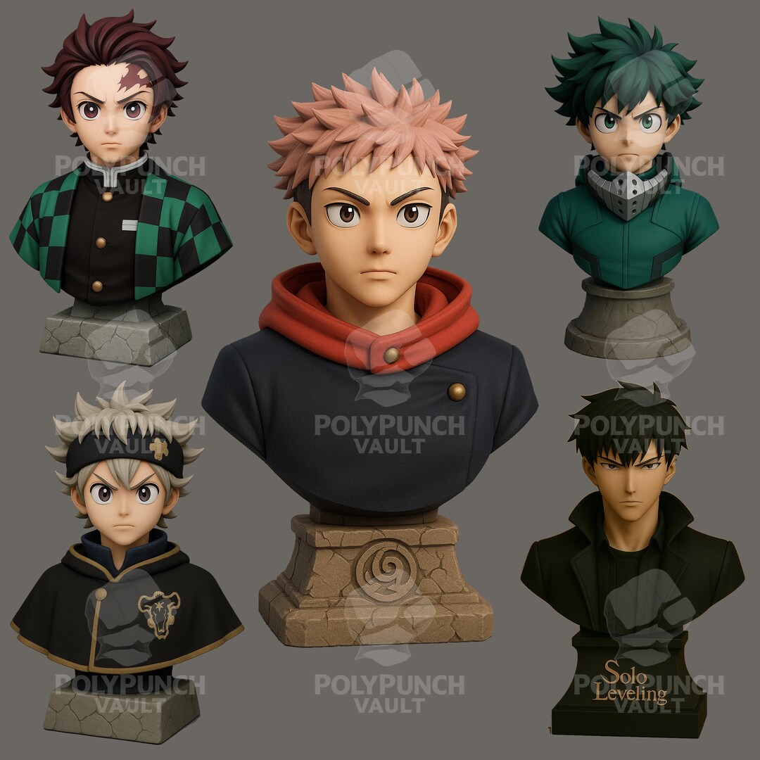 Shonen Anime Hero Busts STL - 3D Printable Figures (digital Download ...