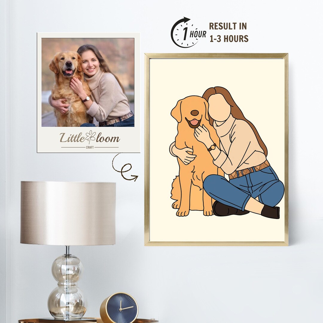 Faceless Dog Mom Portrait | Custom Pet Illustration | Thoughtful Gift ...