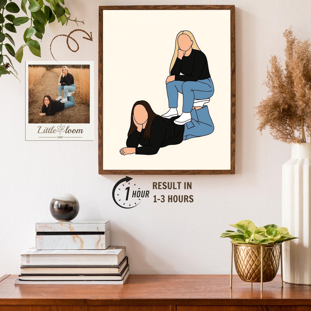 Faceless Best Friend Portrait | Minimalist Digital Art | Custom ...