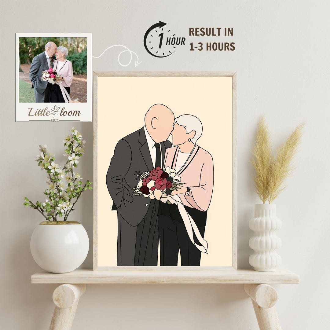 Faceless Couple Digital Portrait | Minimal Custom Art | Romantic ...