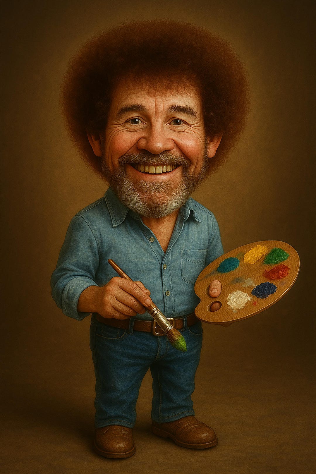 Bob Ross Caricature | Happy Little Digital Download, Printable Art - Etsy
