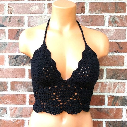 Crochet Crop Top Boho Hippie White Crochet Top Halter Top By Etsy