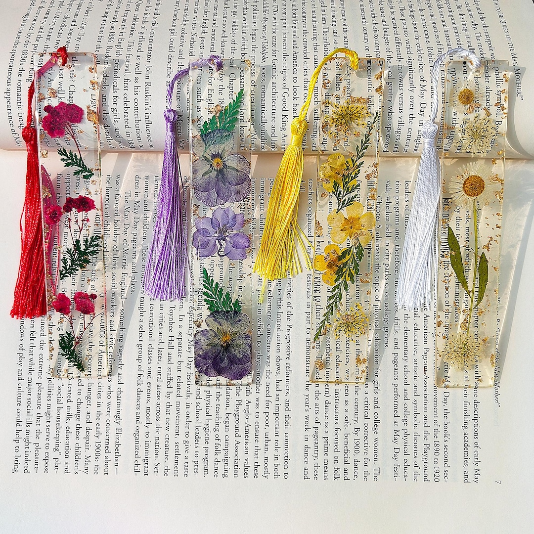Handmade Resin Birth Flower Bookmark, Real Pressed Floral Bookmark With ...