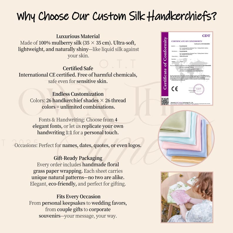 Personalized Mulberry Silk Handkerchief Set – Custom Embroidered ...